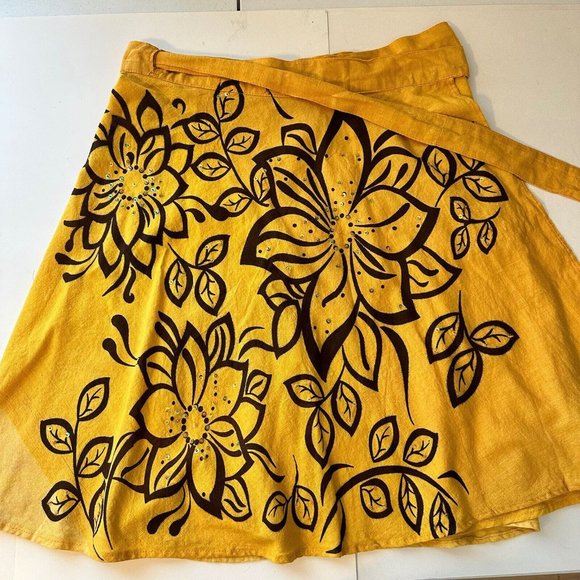 Sheesh Collections | Skirts | Sheesh Collections Yellow Floral Wrap ...